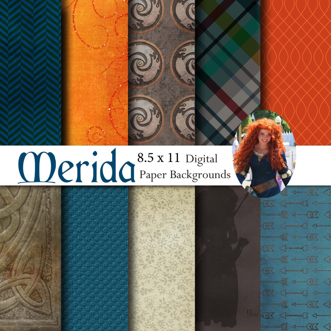 Brave Merida Inspired 8.5x11 A4 Size Digital Paper Backgrounds for ...
