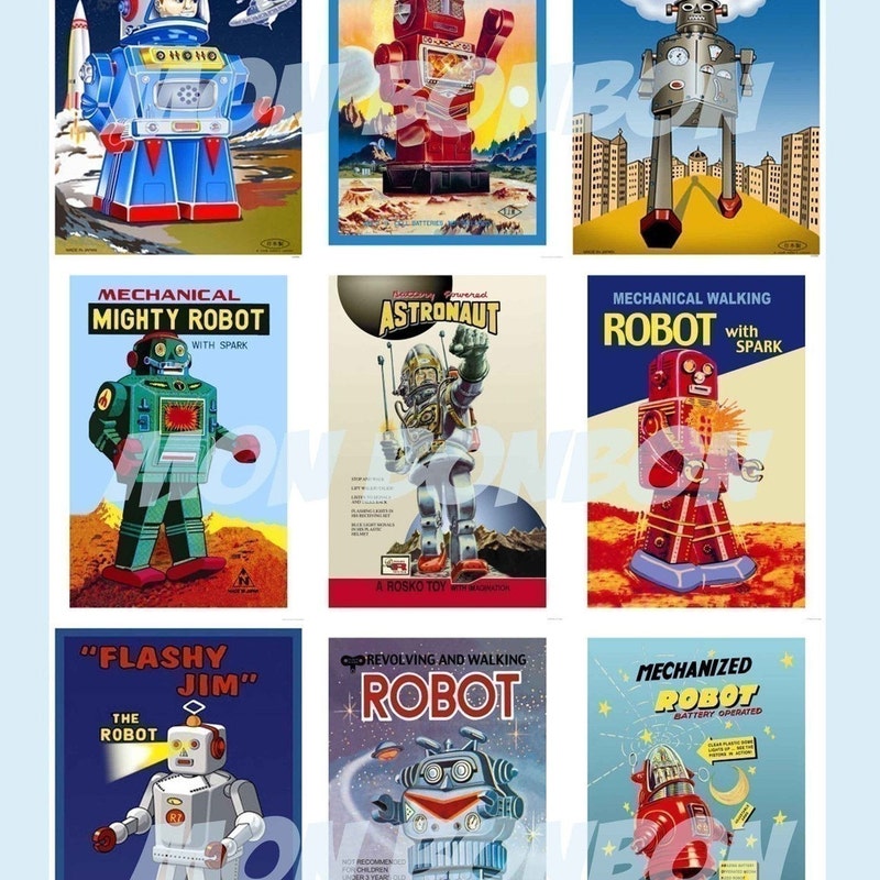 Retro Robot Art - Etsy