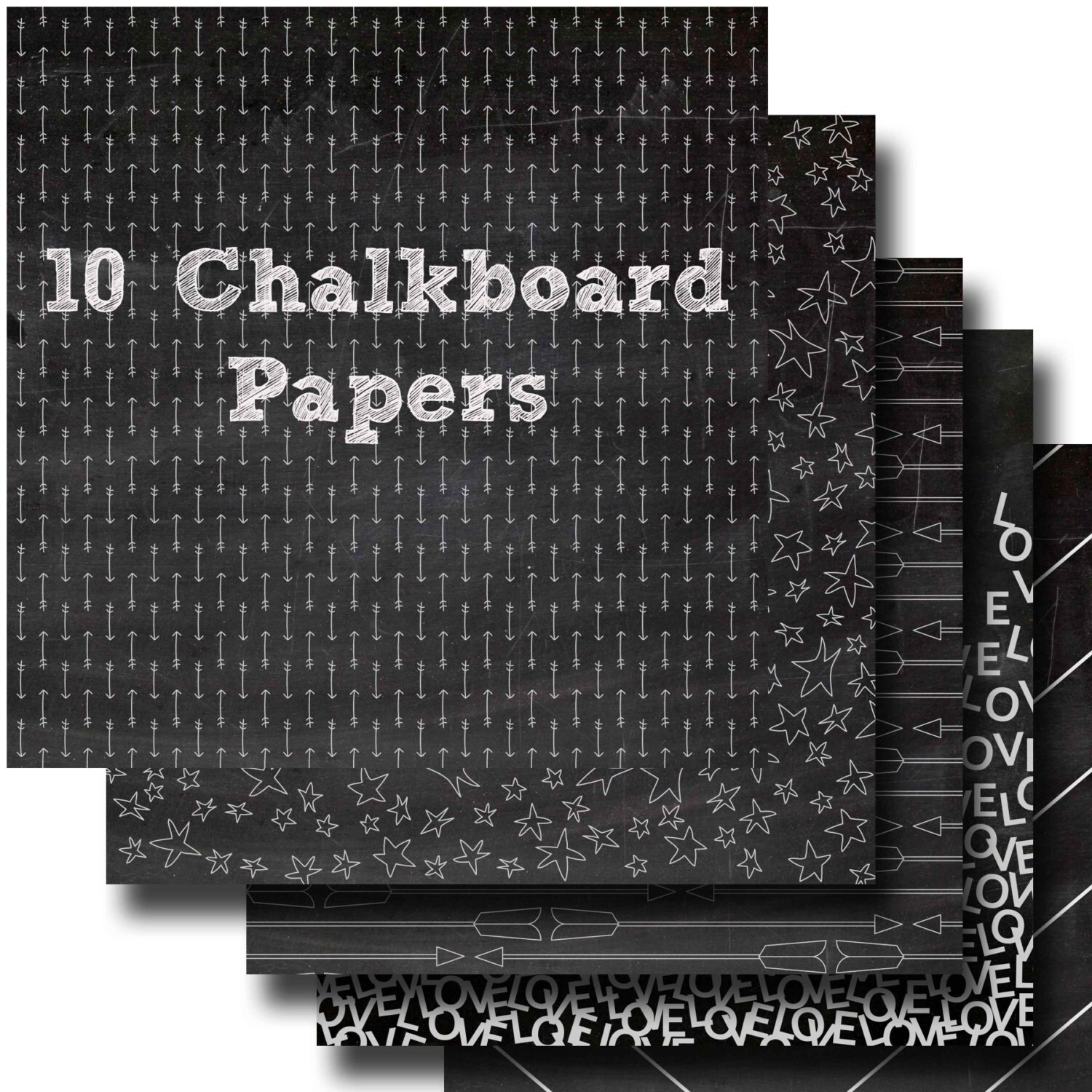 Fun Chalkboard Background Digital Paper Pack 12x12 Instant - Etsy