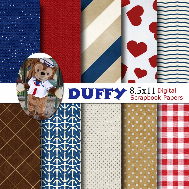Duffy Bear Inspired 8.5x11 A4 Digital Paper Backgrounds for | Etsy