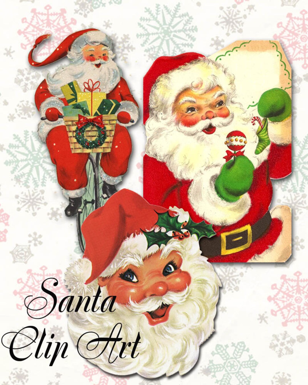 Cute Retro Santa Claus Clip Art Illustrations .png - DIY Printable ...