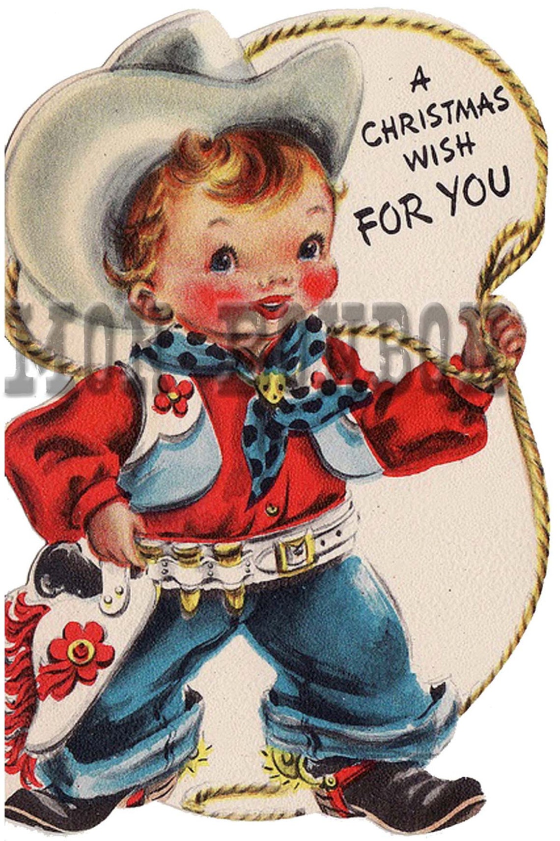 Cute Christmas Cowboy Illustration .png DIY Printable - Etsy