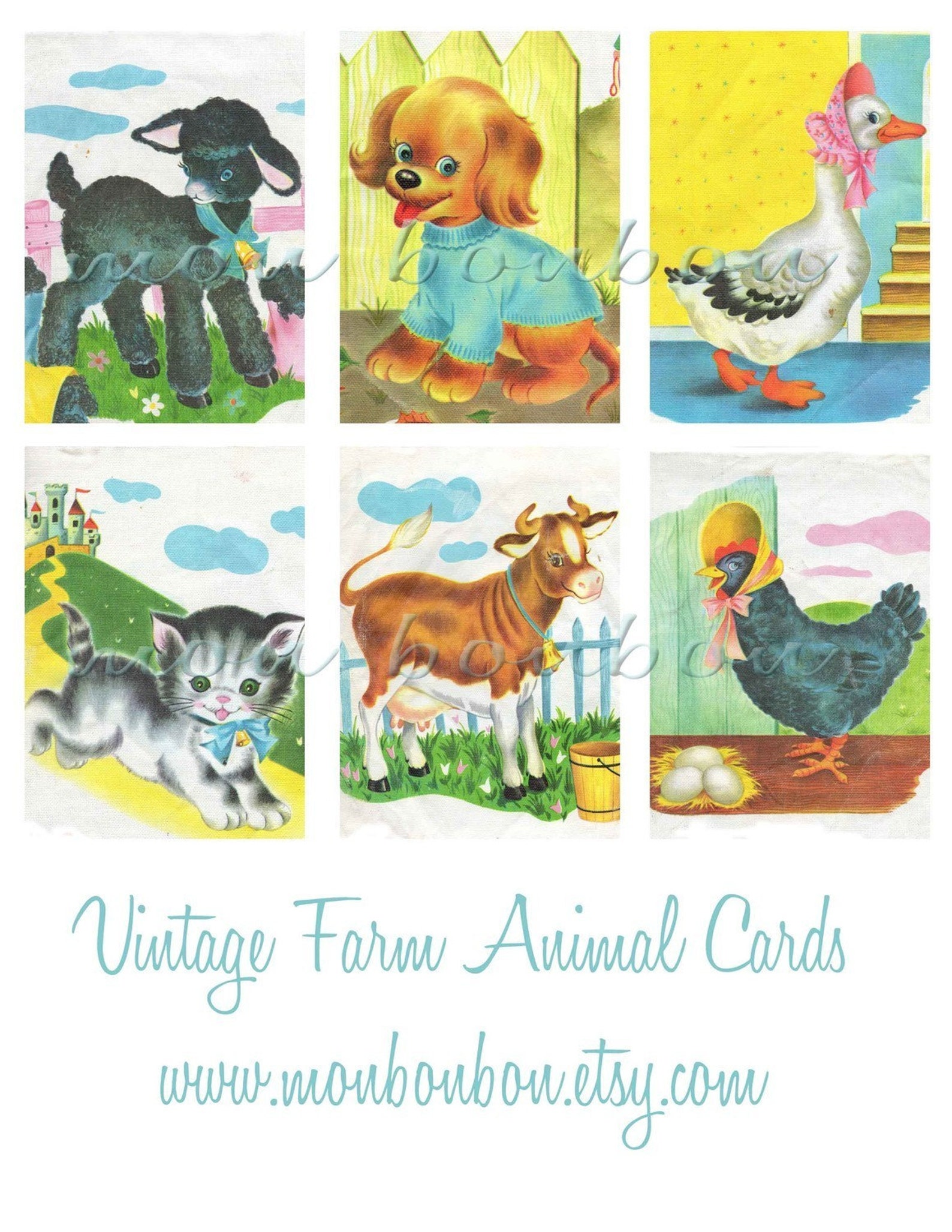 Digital Download Vintage Retro Children's Farm Animal Book ...