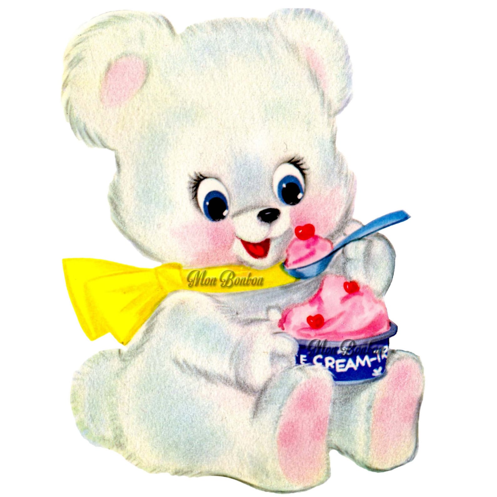 Cute Retro Ice Cream Bear Clip Art - Image Transfer - .png and .JPG ...