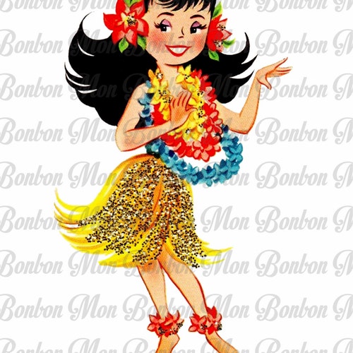 Kitschy Retro Hula Girl You Print Image Transfer T - Etsy