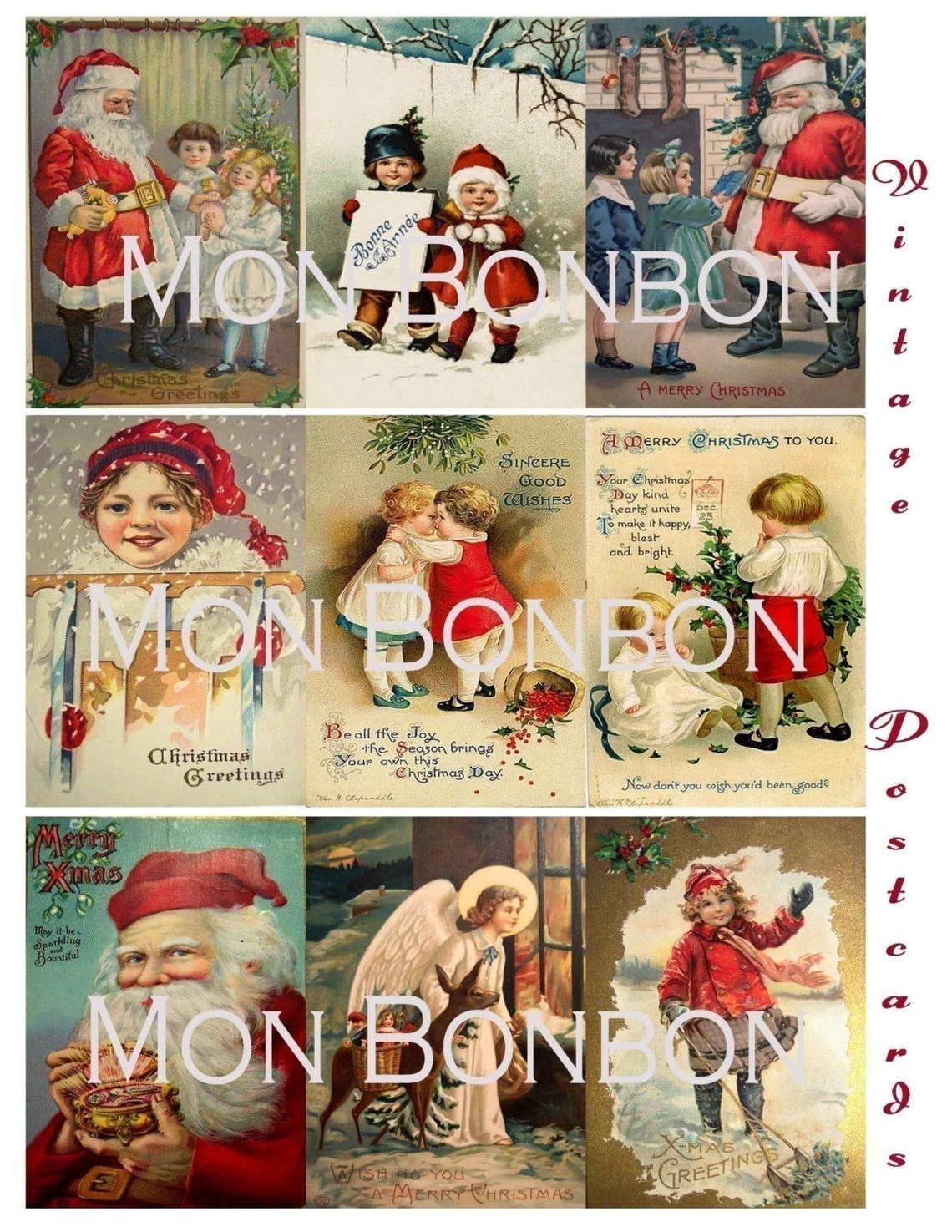 Digital Download of 18 Vintage Christmas Postcards Collage | Etsy