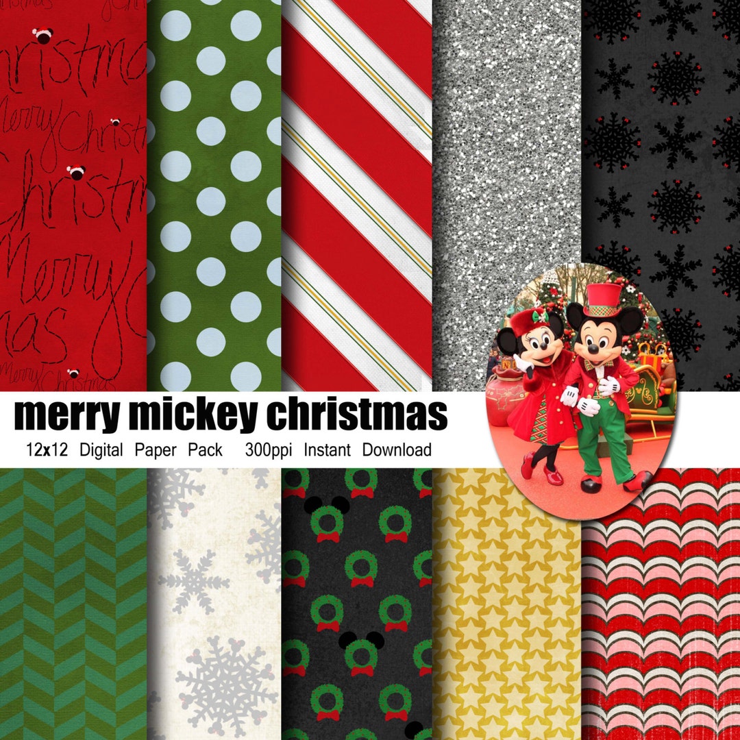 Very Merry Mickey Christmas Inspired 12x12 Digital Paper Pack for ...