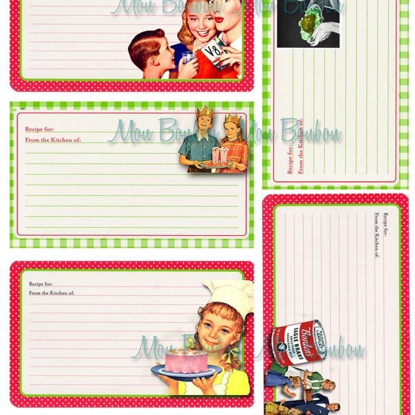 Retro Recipe Cards - Etsy
