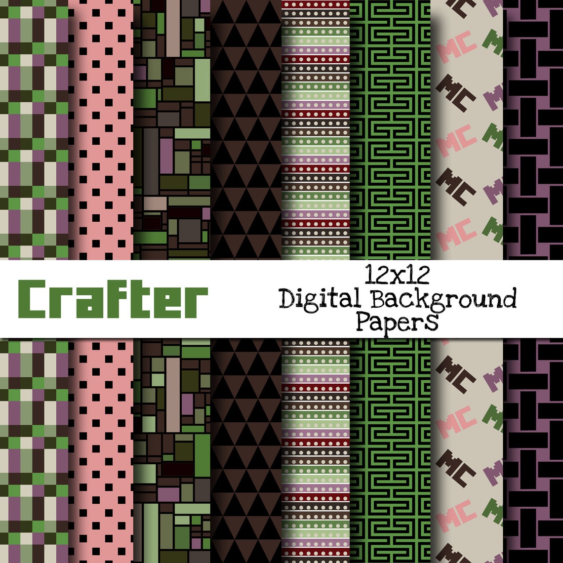 Eight 12 X 12 Pixel Game Inspired Digital Scrapbooking Background ...