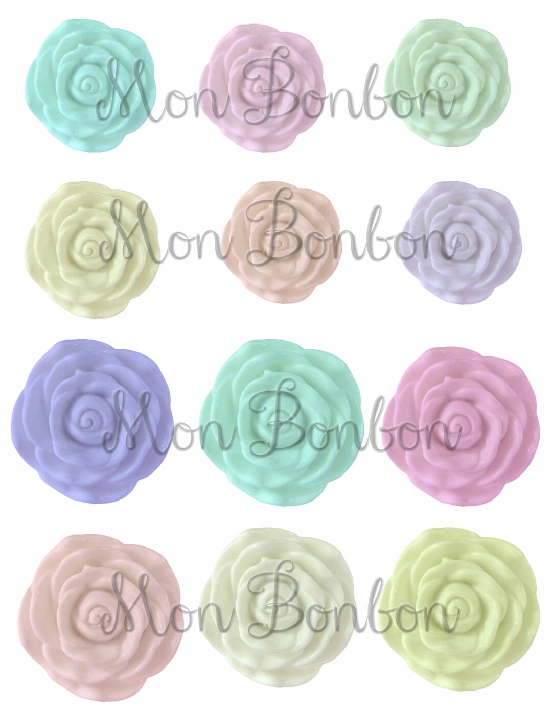 Digital Embellishment Pastel Flower Buttons Clip Art- Digital ...