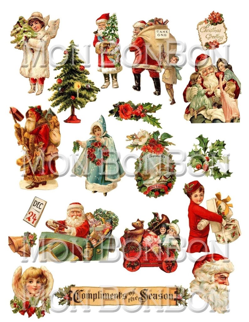 Digital Download of 19vintage Christmas Images Collage Sheet No 2 - DIY ...