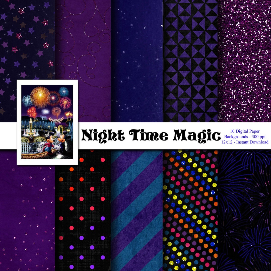 Night Time Magic 12x12 Digital Paper Backgrounds for Digital ...