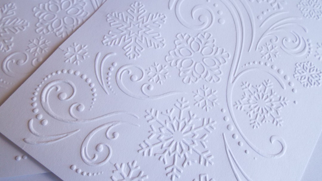10 Snowflakes and Flurries Embossed White Cardstock Papers for ...