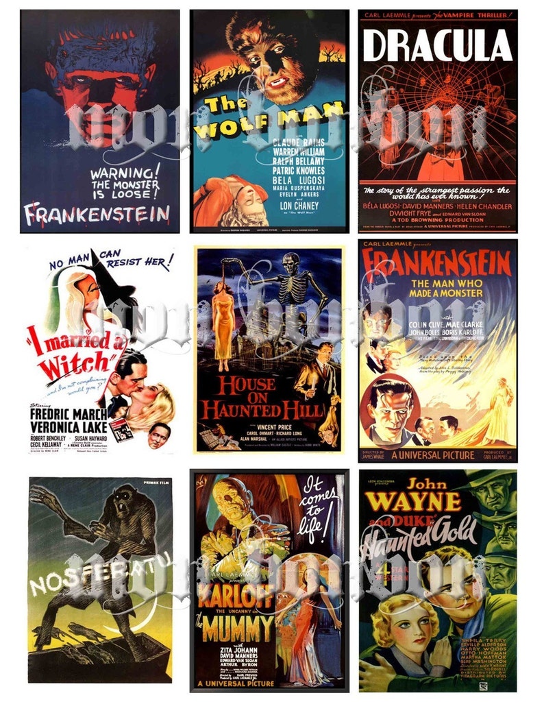 Vintage Retro Hollywood Halloween Horror Scary Movie Posters - Etsy