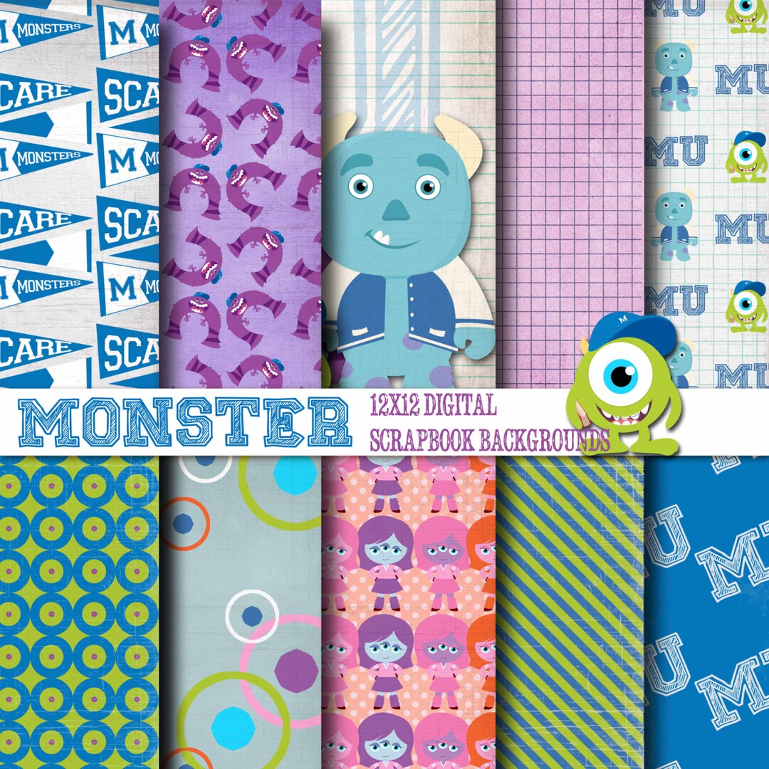 Monster School 12x12 Digital Paper Backgrounds for Digital Scrapbooking ...