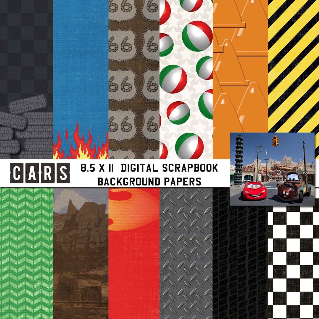 Cars Land Inspired 8.5x11 A4 Digital Paper Pack for Digital ...