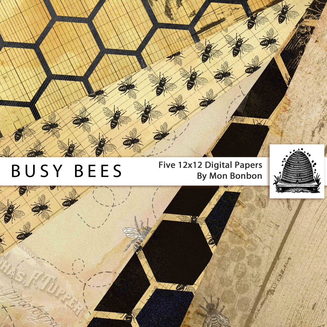Busy Bees Digital Scrapbooking Background Papers - 12x12 300 Ppi - Diy ...