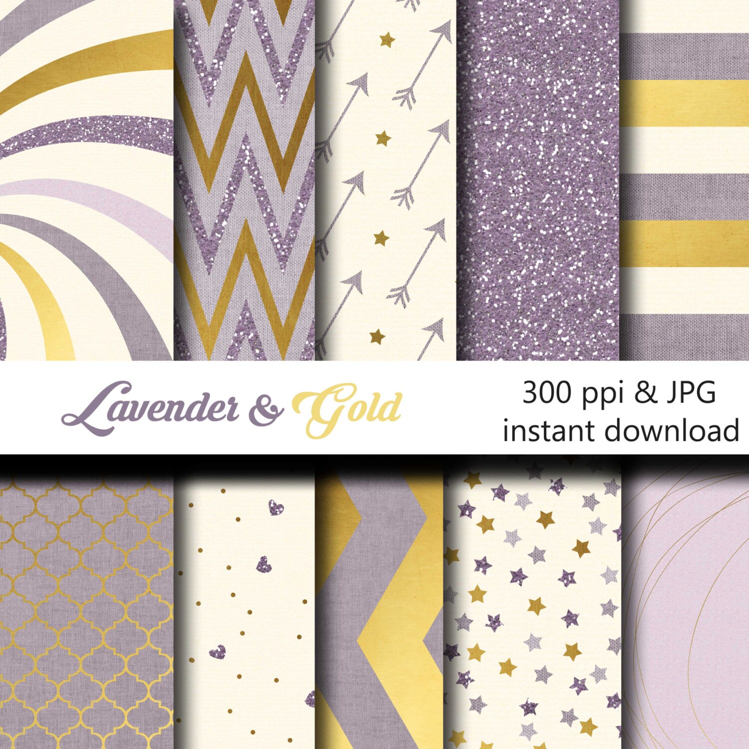 Lavender & Gold Digital Paper Backgrounds Pack 12x12 pink - Etsy