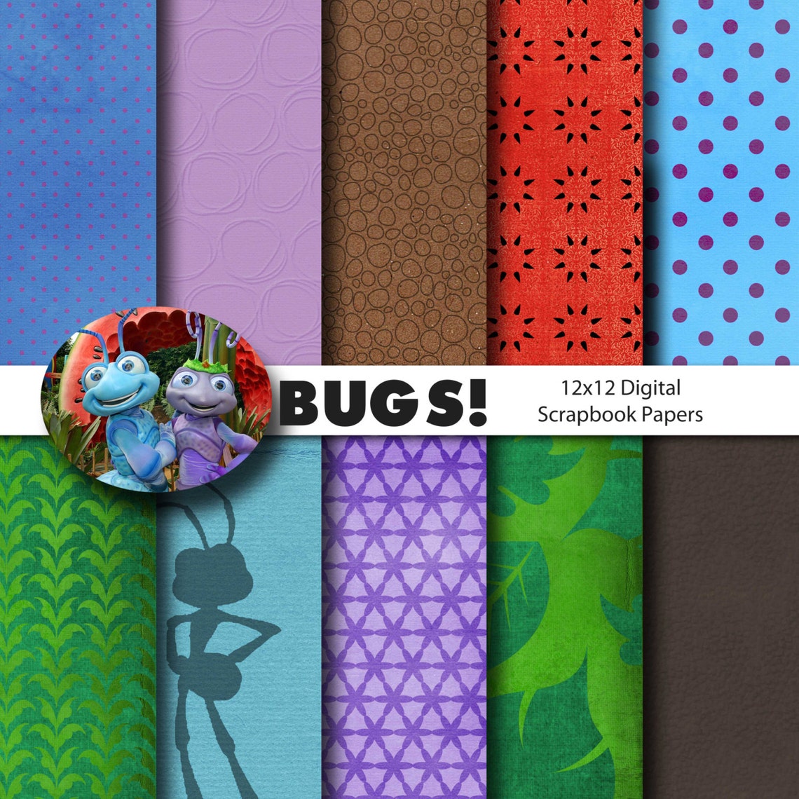 Bug's Life Inspired 12x12 Digital Paper Pack for Digital - Etsy