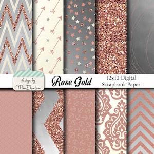 Rose Gold Digital Paper Backgrounds Pack 12x12 rose Cream - Etsy