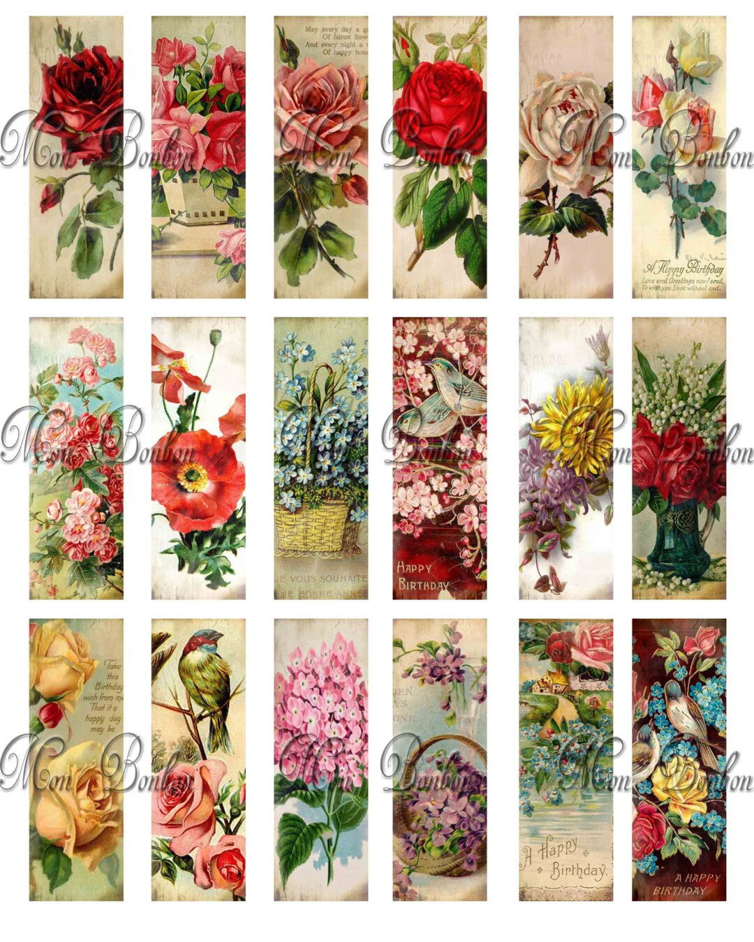 Victorian Floral Microscope Slides Collage Sheet - Mixed Media Supplies ...