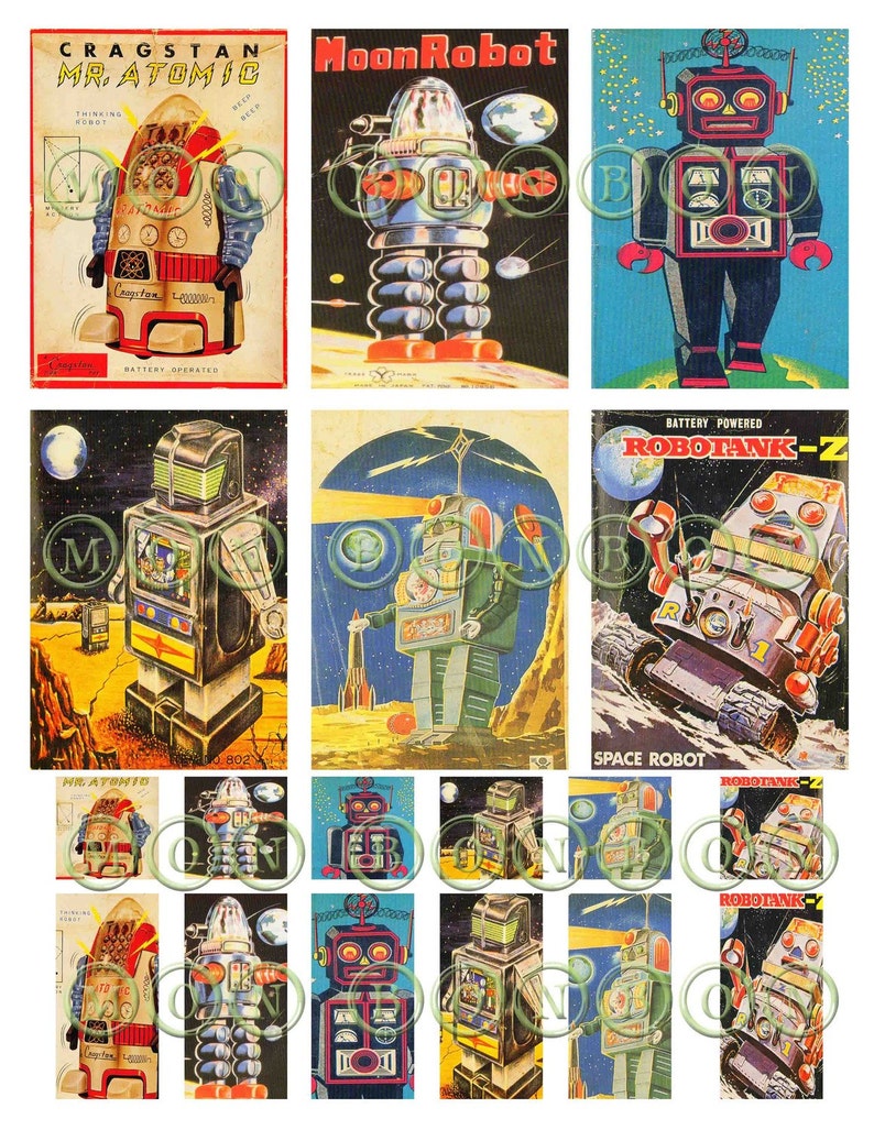Vintage Sci Fi Retro Robots No. 2 Digital Download Collage - Etsy