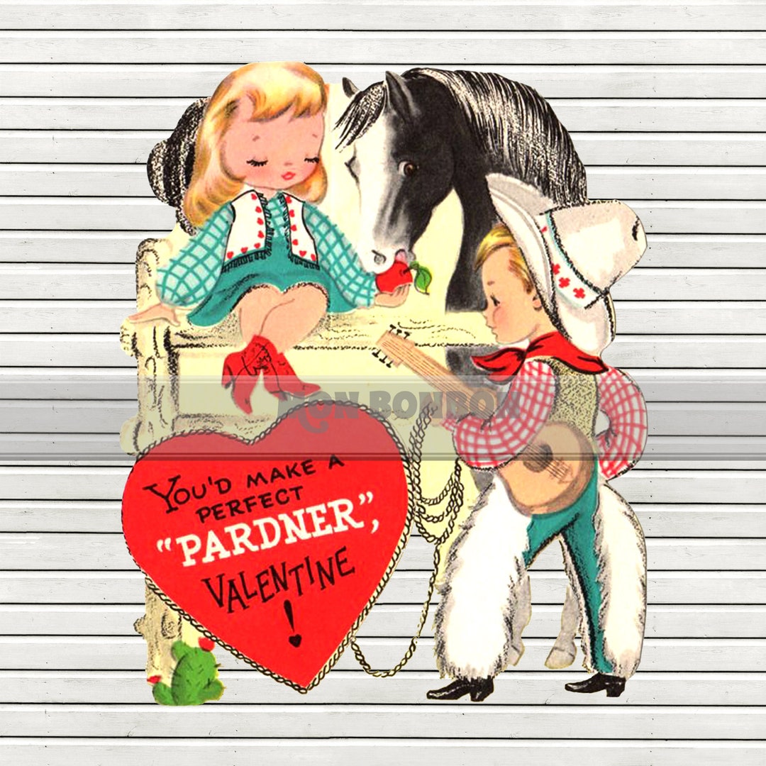 Vintage Retro Valentine Cowboy and Cowgirl - Western Valentine - Clip ...