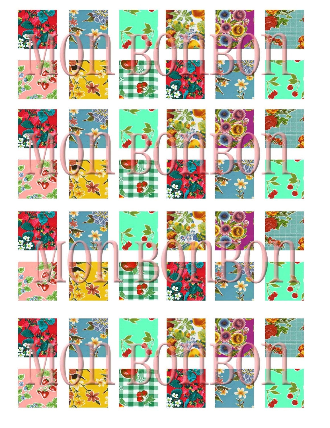 Vintage Retro Oilcloth Backgrounds Collage Sheet for Pendants ...