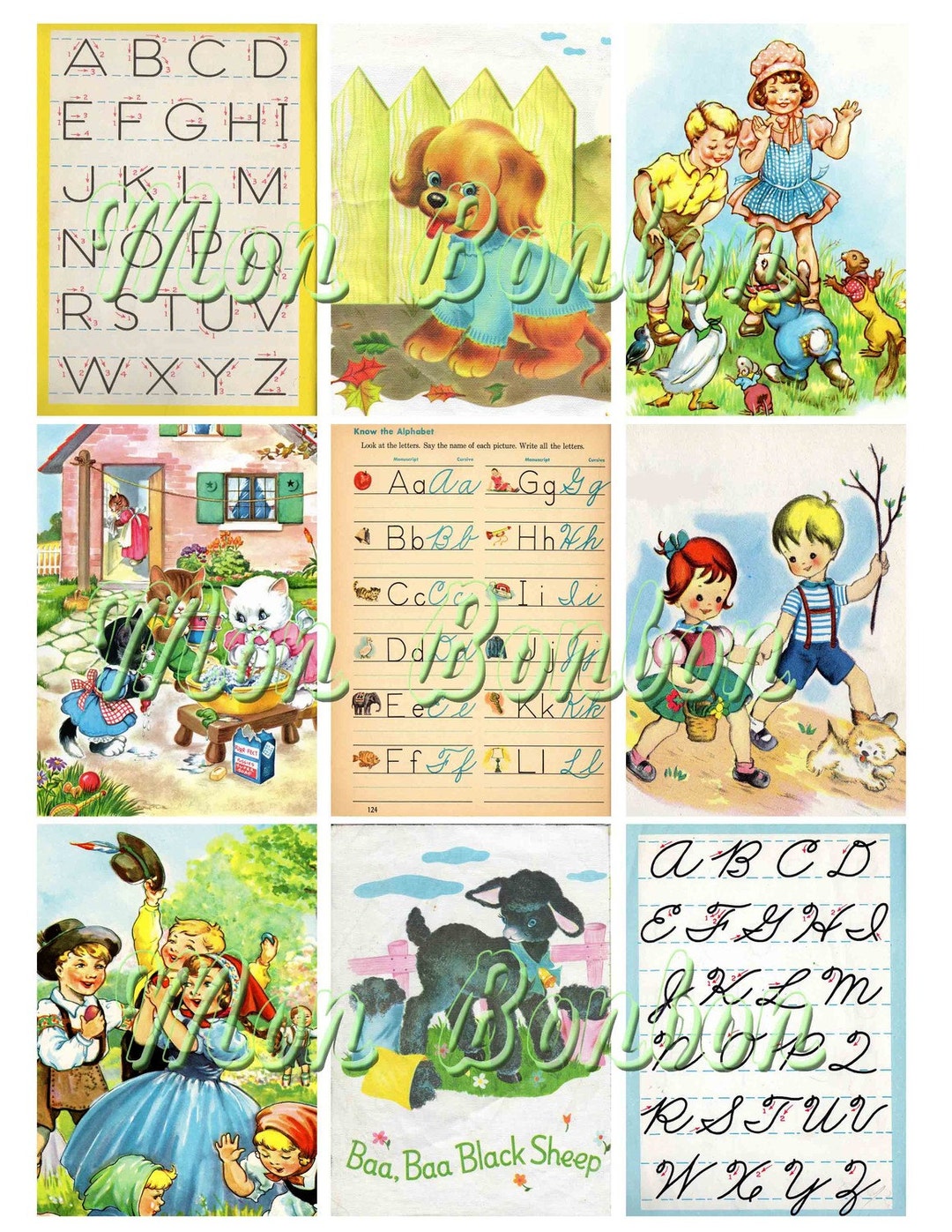 Digital Collage Sheet of Vintage and Retro School Days Childrens Books ...
