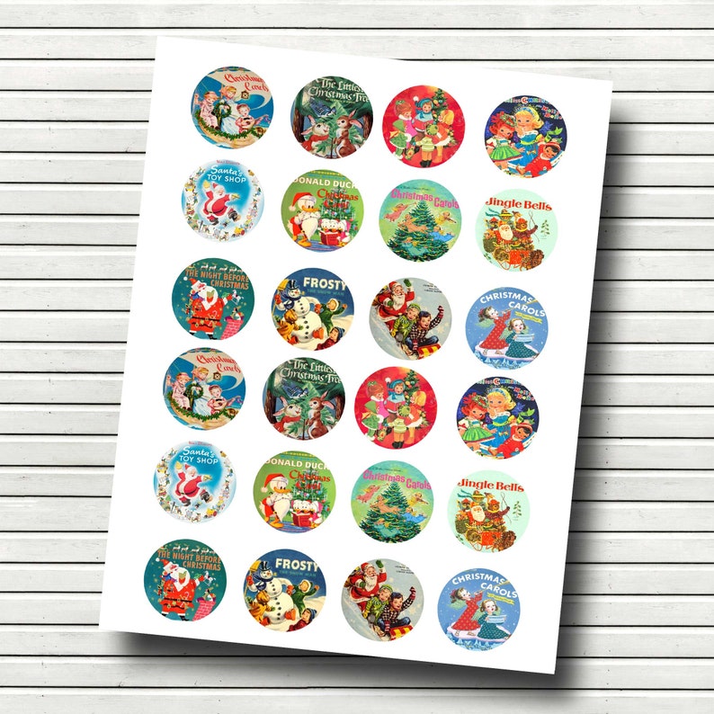 1.5 Inch Circles of Vintage Christmas Books for Tags Cupcake - Etsy