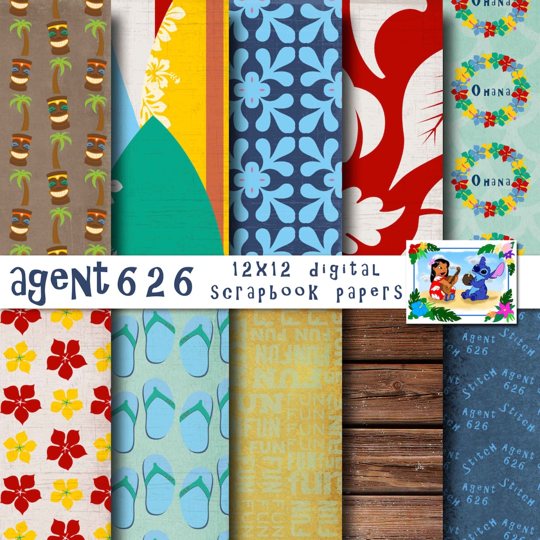 Lilo & Stitch Inspired 12x12 Digital Paper Backgrounds for Digital ...