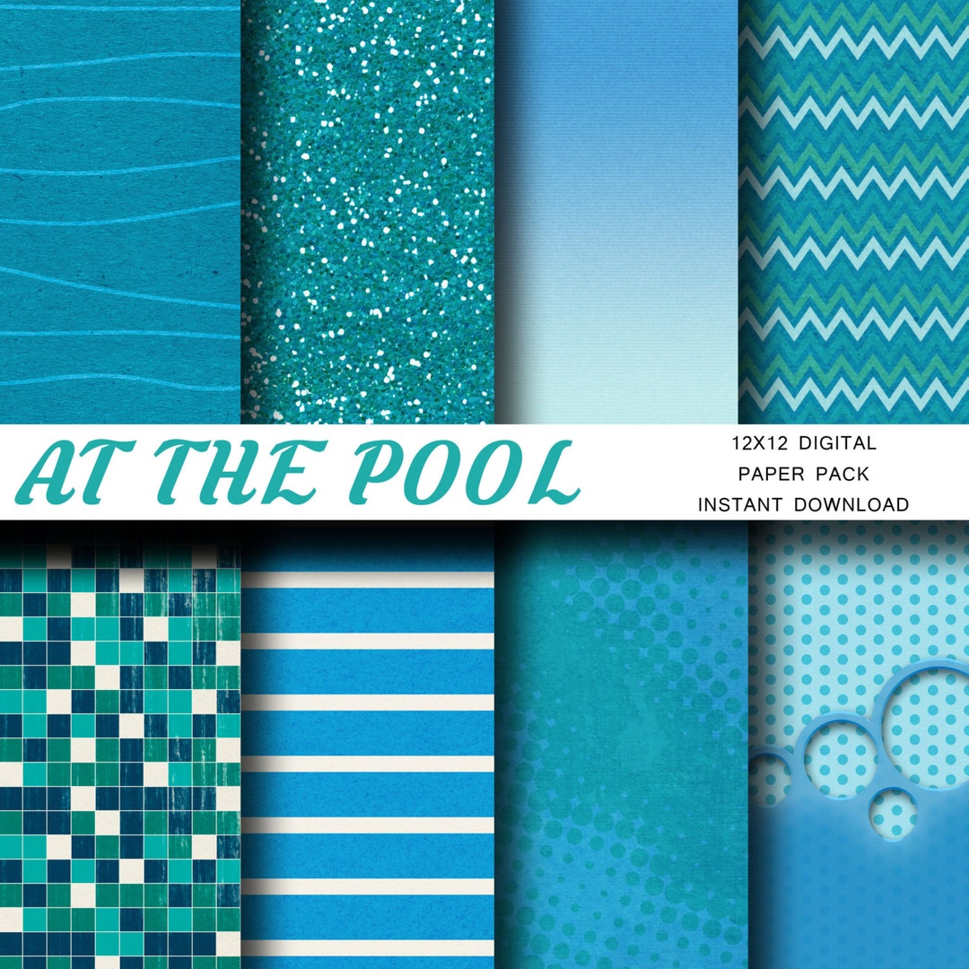 At the Pool Digital Scrapbook Paper Backgrounds Instant Download ...