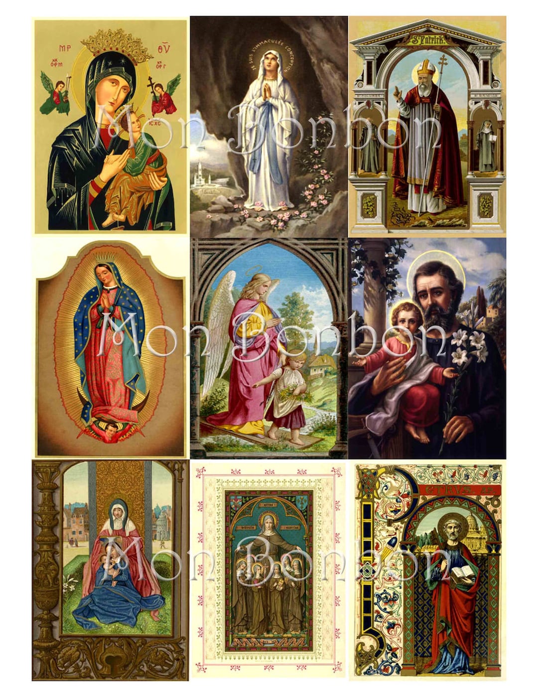 Vintage Religious Saints and Angels Digital Collage Sheet for Download ...