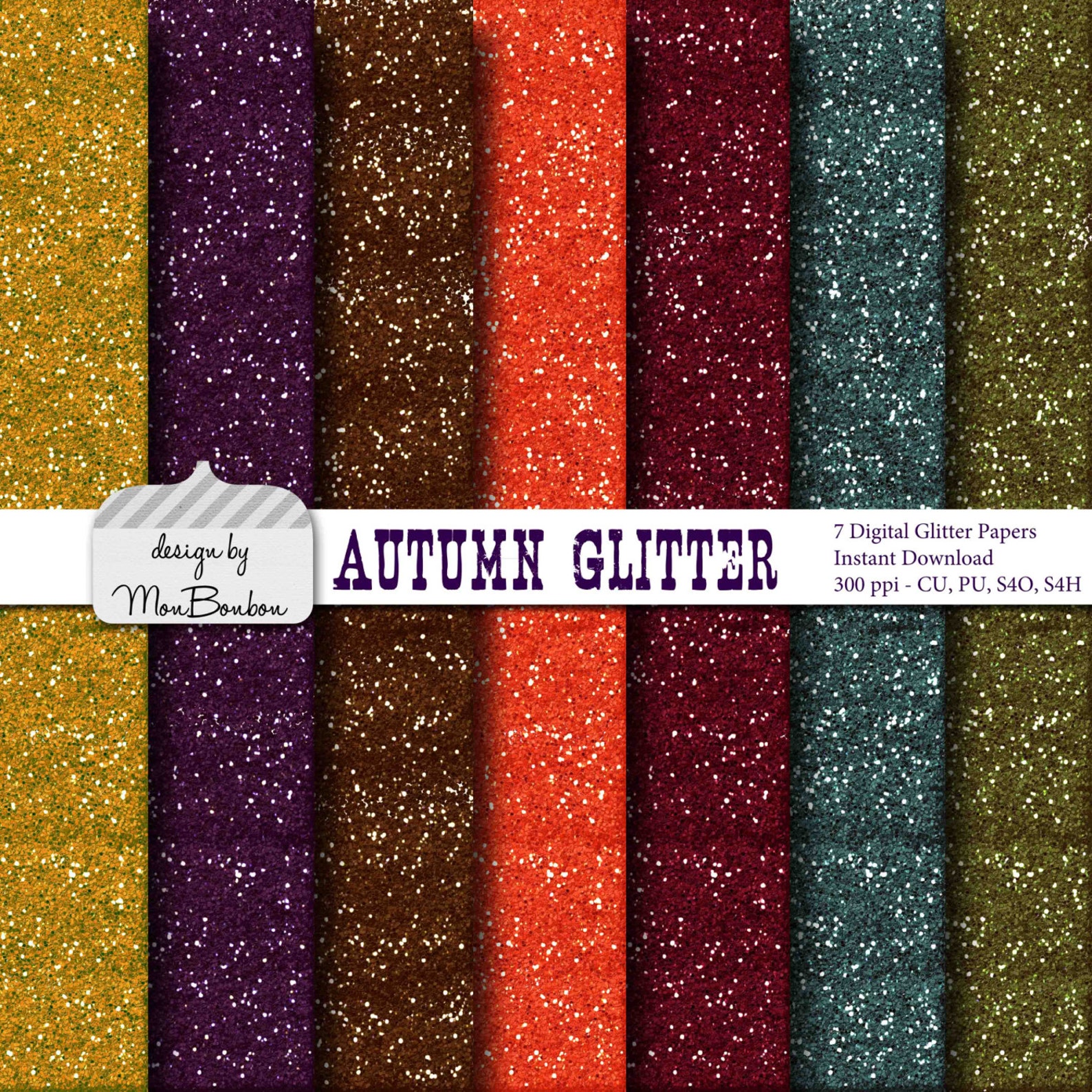 Autumn Glitter Digital Paper Backgrounds Pack - 12x12 - INSTANT ...