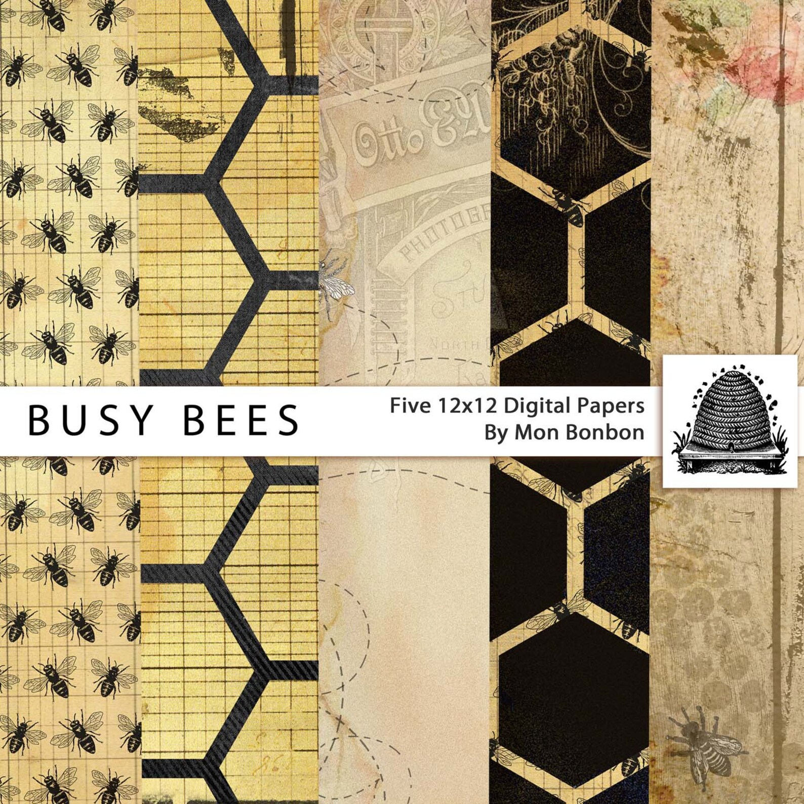 Busy Bees Digital Scrapbooking Background Papers 12x12 300 - Etsy