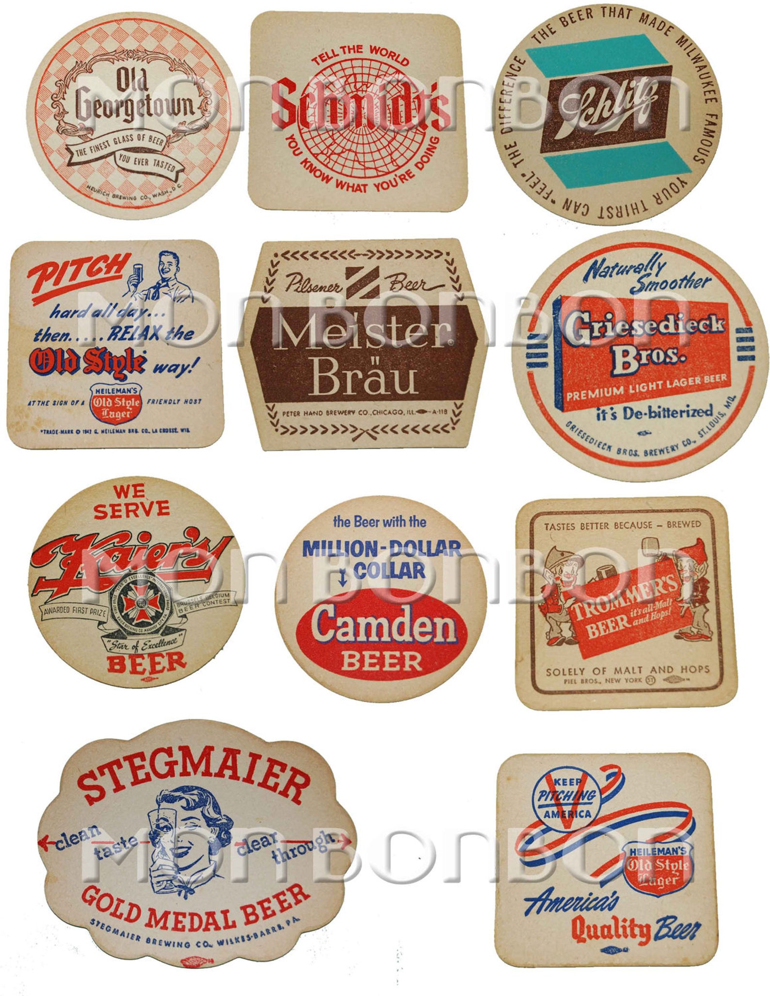 Vintage Beer Coasters Digital Collage Sheet DIY Printable - Etsy