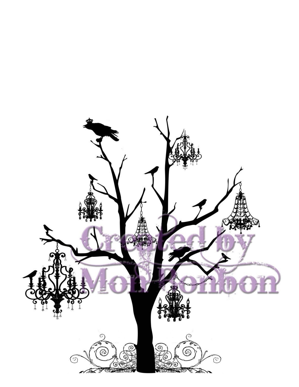 Digital Download Wicked Tree With Crows and Chandeliers Haunted ...