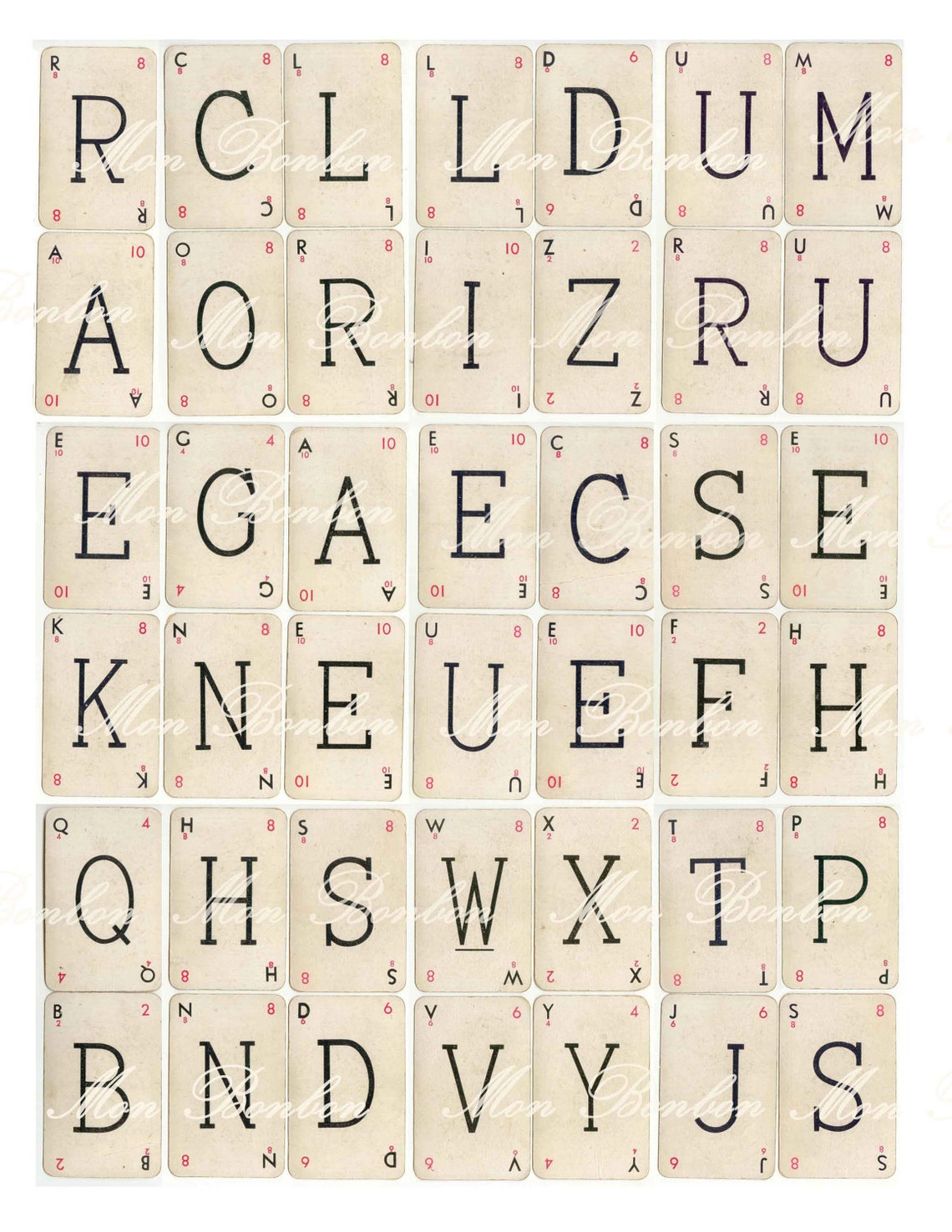 French Game Cards Digital Collage Sheet- Diy - INSTANT DOWNLOAD - Etsy