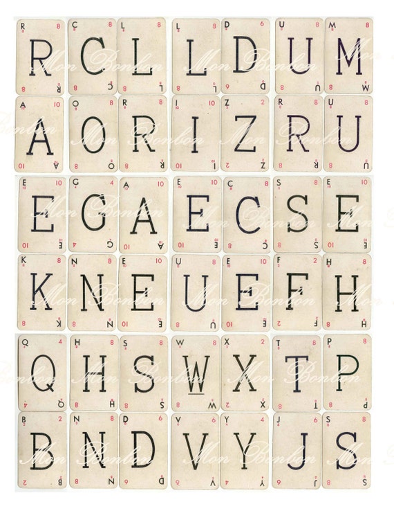 French Game Cards Digital Collage Sheet Diy INSTANT | Etsy