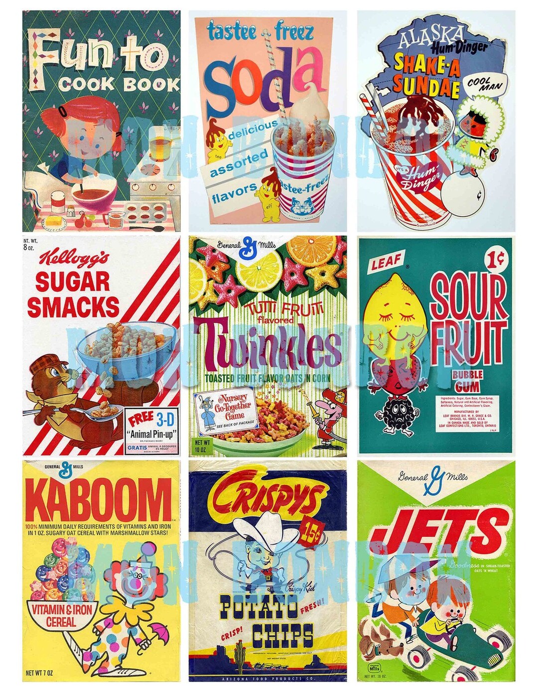 Vintage Retro Food Boxes Ads Packages Digital Collage Sheet - Great for ...