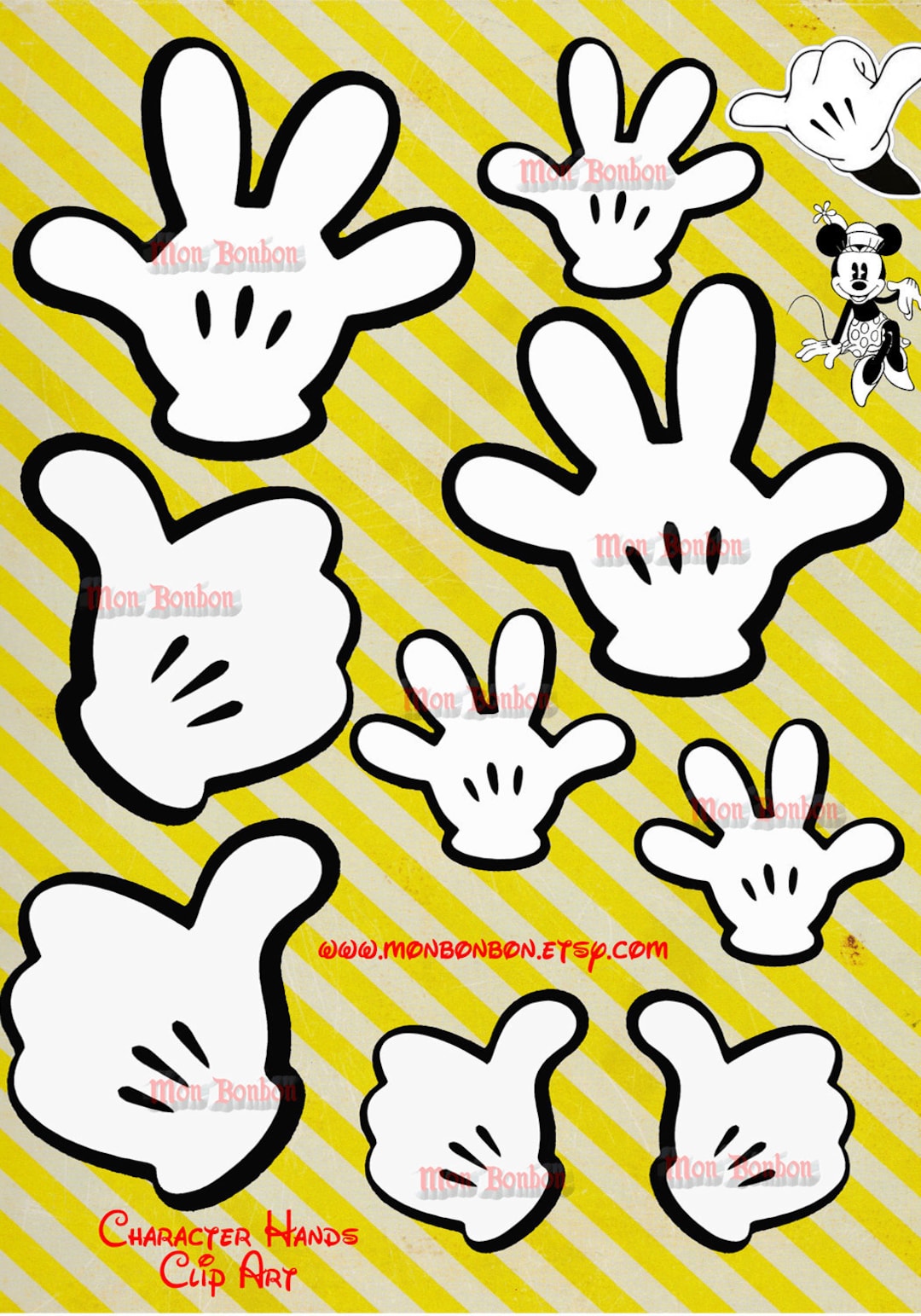 Digital Character Mickey Hands Clip Art for Scrapbooking, Card Making ...