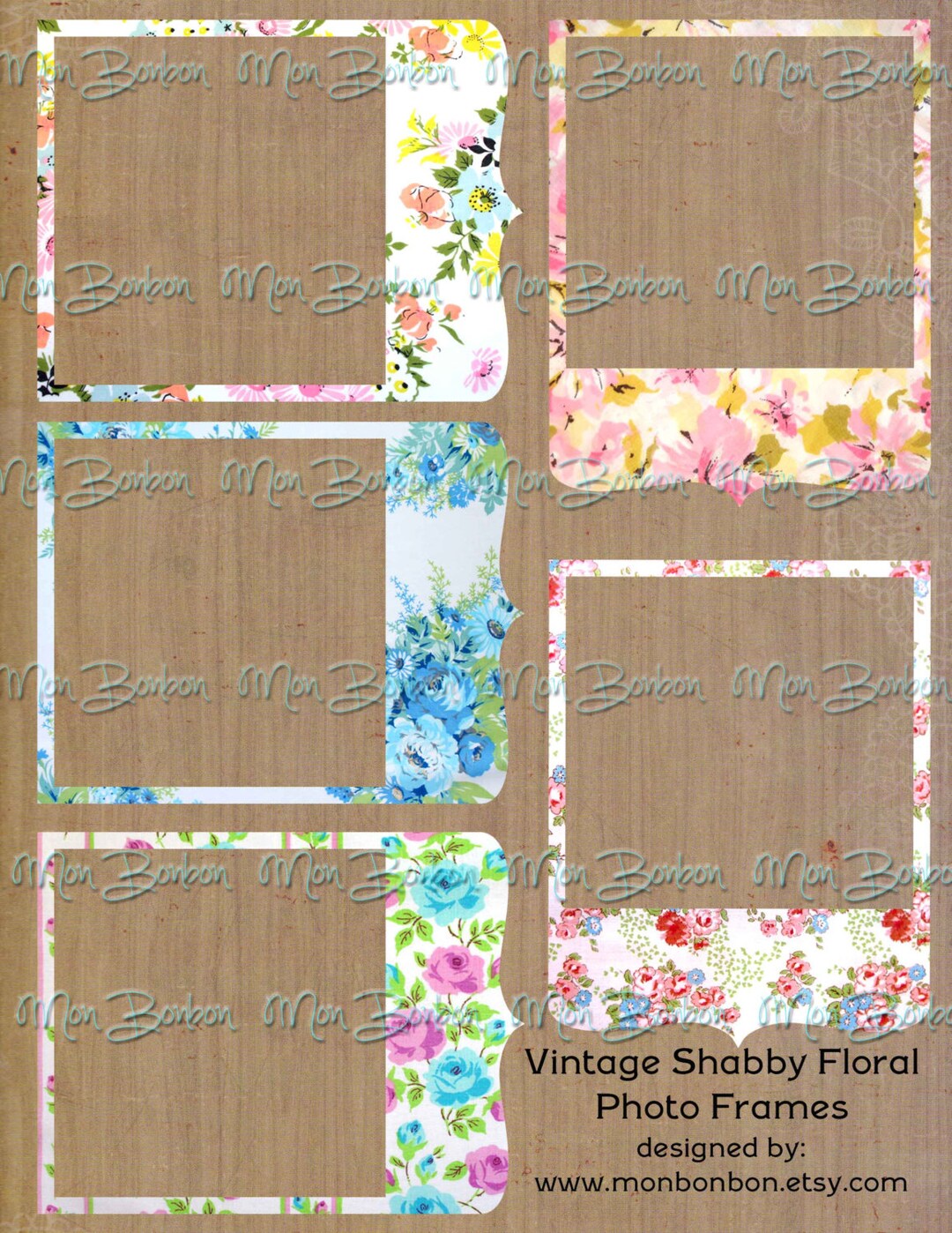Digital Vintage Shabby Chic Floral Photo Frames .png Images- Digital ...