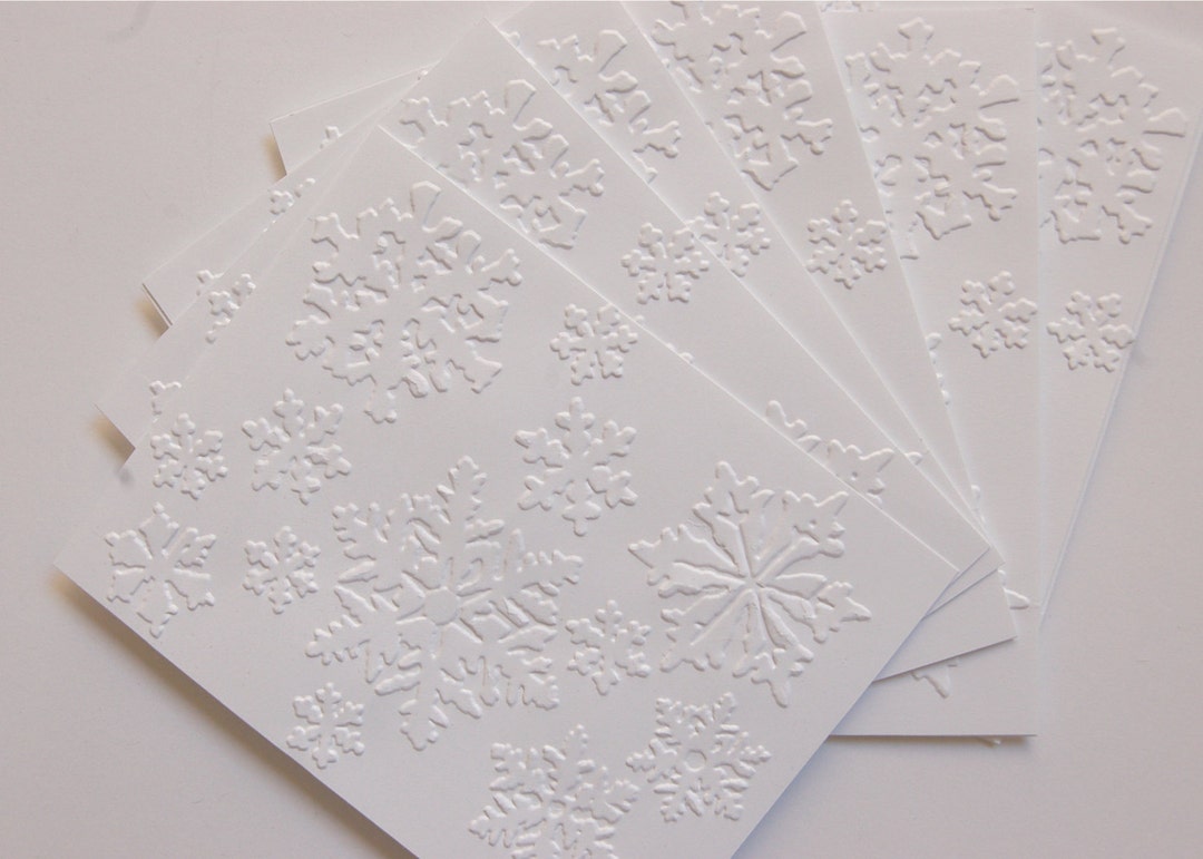 10 Embossed Cardstock Snowflake Greeting Card Fronts for Cardmaking ...