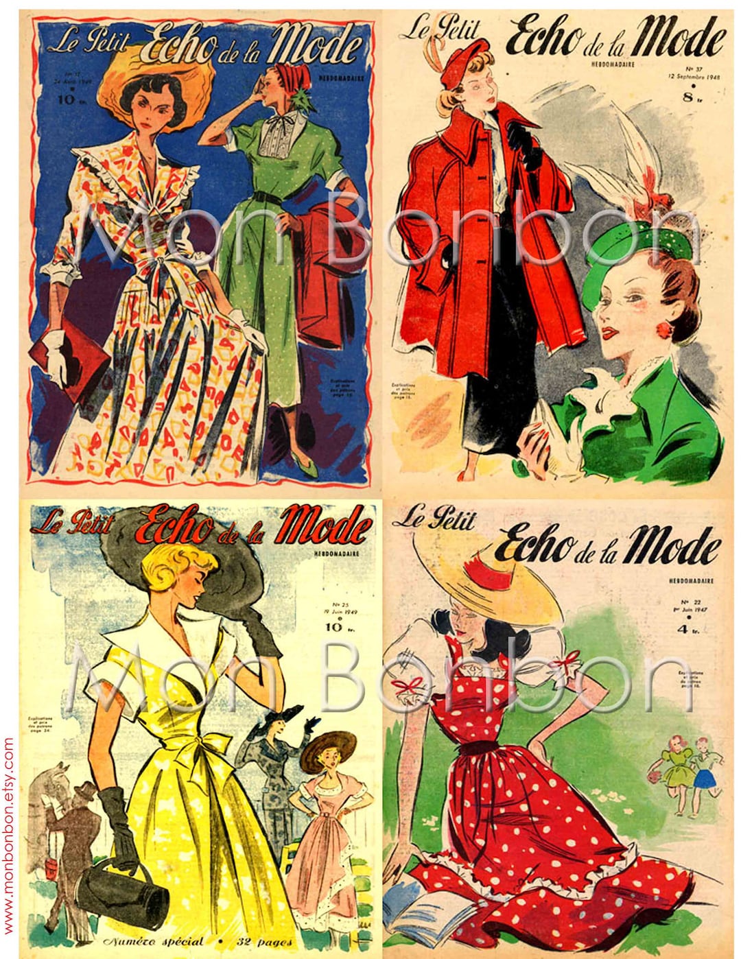 Vintage French Fashion Magazine Covers Digital Collage Sheet Set No.2 ...