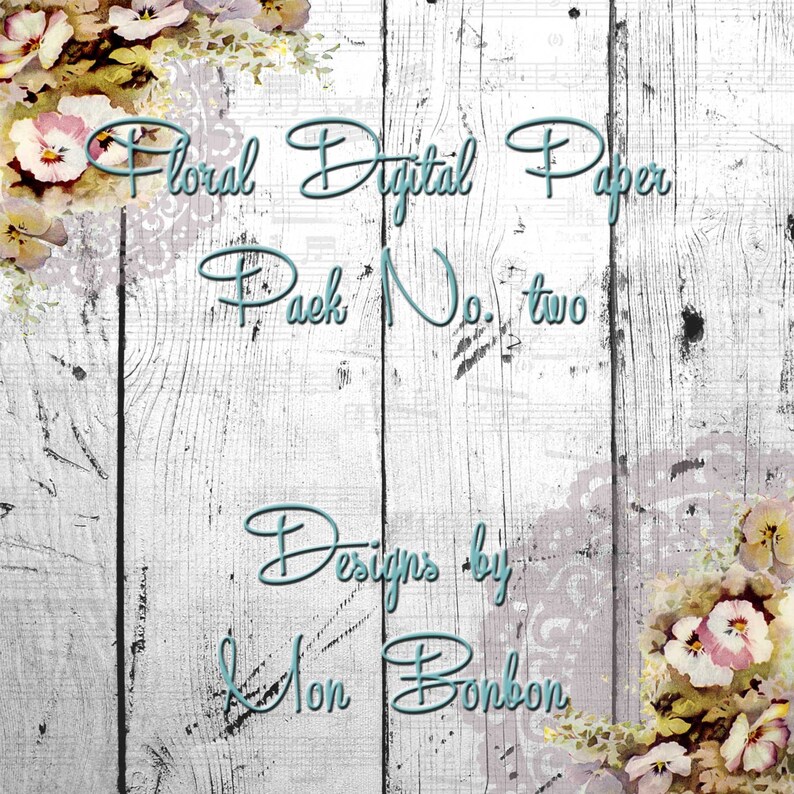 Four 12 X 12 Vintage Shabby Floral Paper Backgrounds Digital ...
