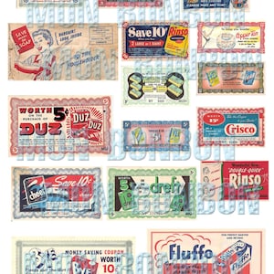 Vintage Retro Grocery Coupons Ephemera Digital Collage Sheet - Etsy