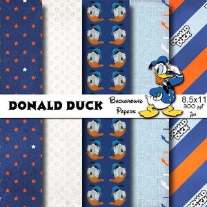 Donald Duck Inspired 8.5x11 Digital Paper Backgrounds for Digital ...