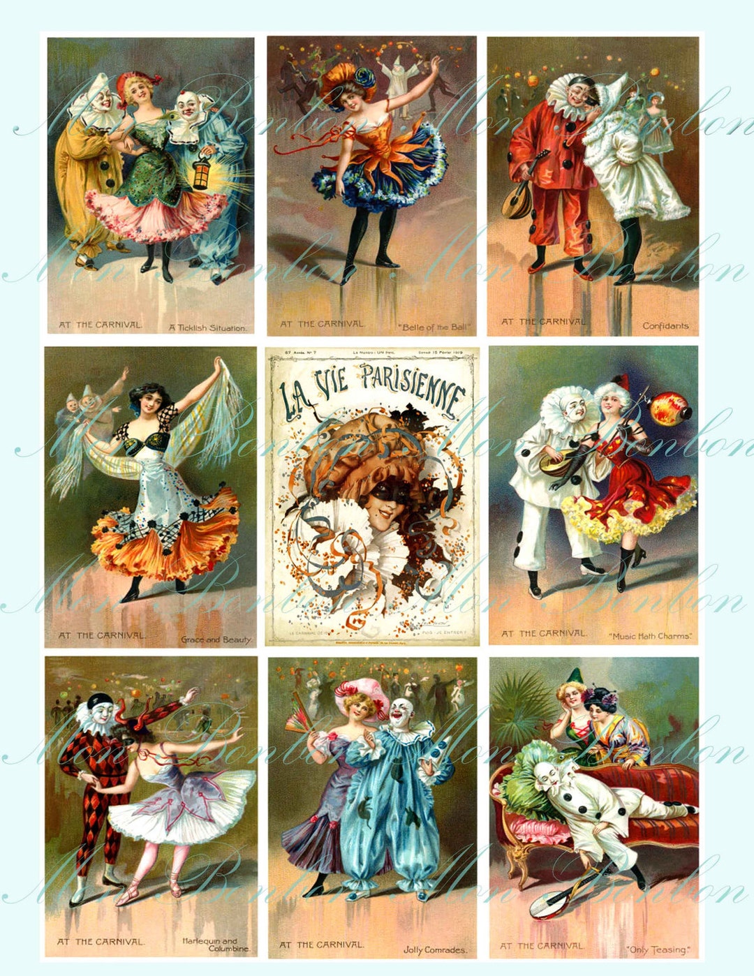 Digital Collage Sheet of Vintage Carnival Images - Perfect for Pocket ...