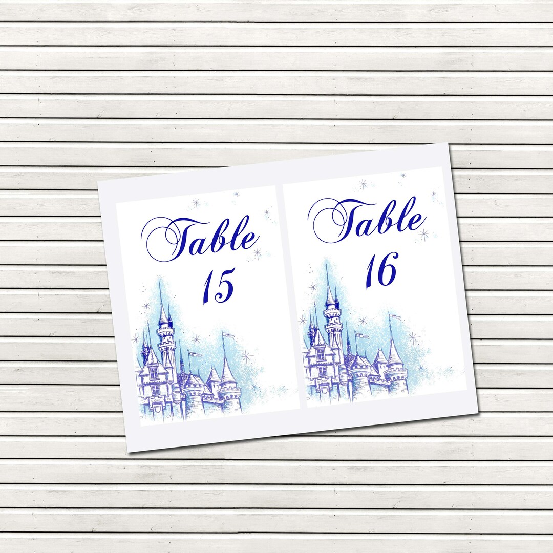 Princess Wedding Table Numbers - Instant Download, Print at Home ...