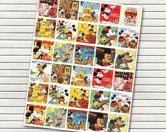 Vintage Mickey Mouse 1.5 X 1.5 Inch Squares Digital Collage - Etsy